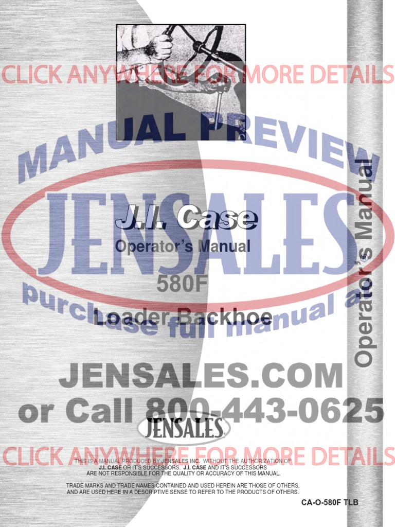Case 580f Tractor Loader Backhoe Operators Manual | PDF | Loader ...