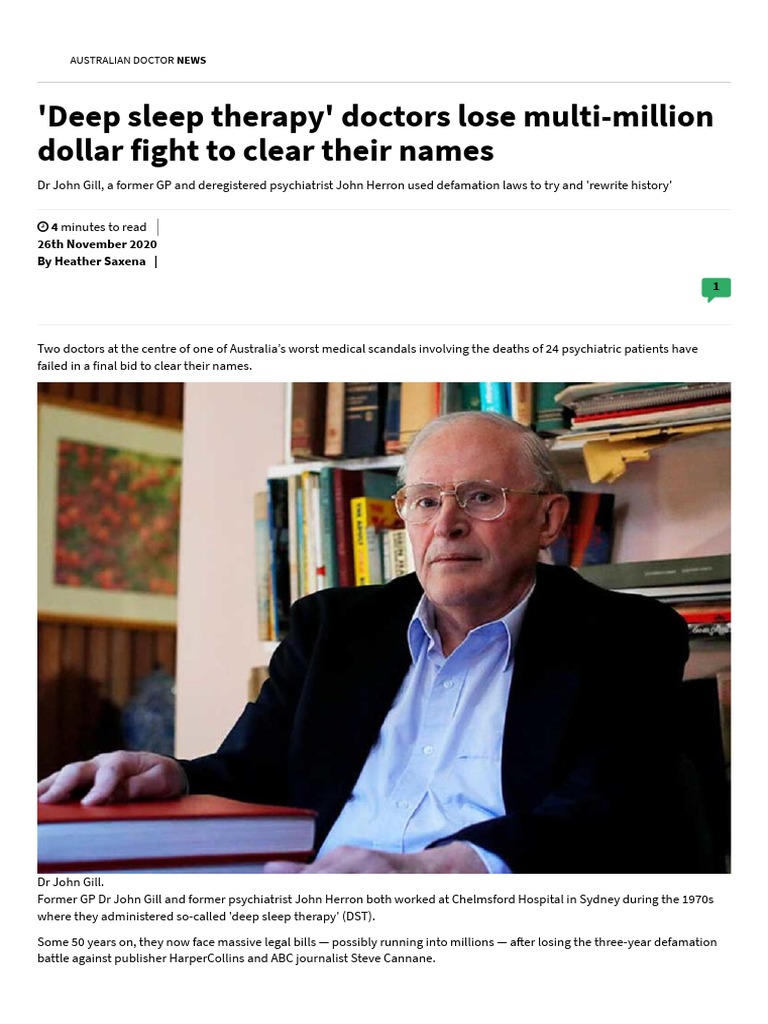 Medical - 'Deep Sleep Therapy' Doctors Lose Multi-Million Dollar Fight ...