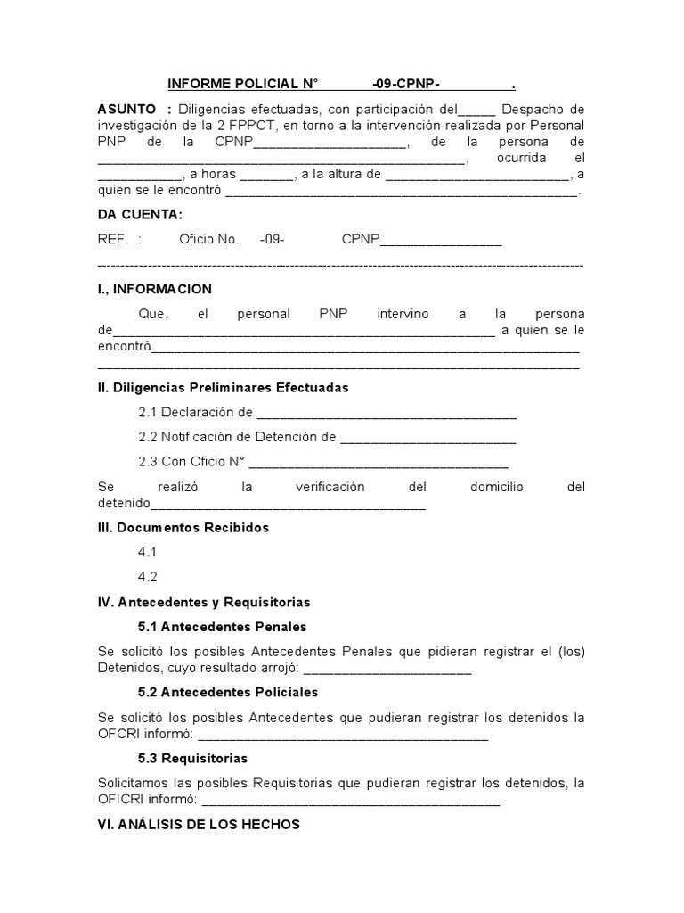 Informe Policial | PDF | Justicia | Crimen y violencia