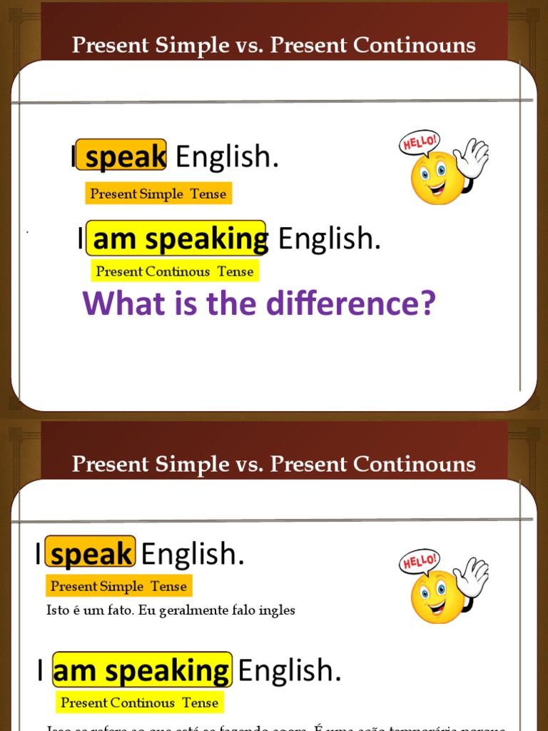 I Speak English. I Am Speaking English.: What Is The Difference? | PDF ...
