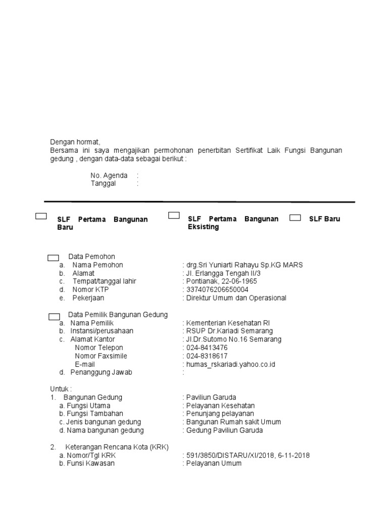Cek List SLF Jadi | PDF