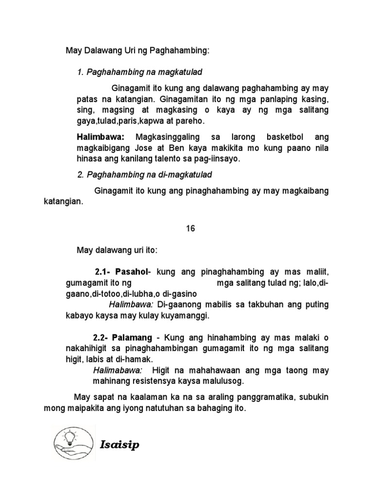 Dalawang Uri NG Paghahambing | PDF