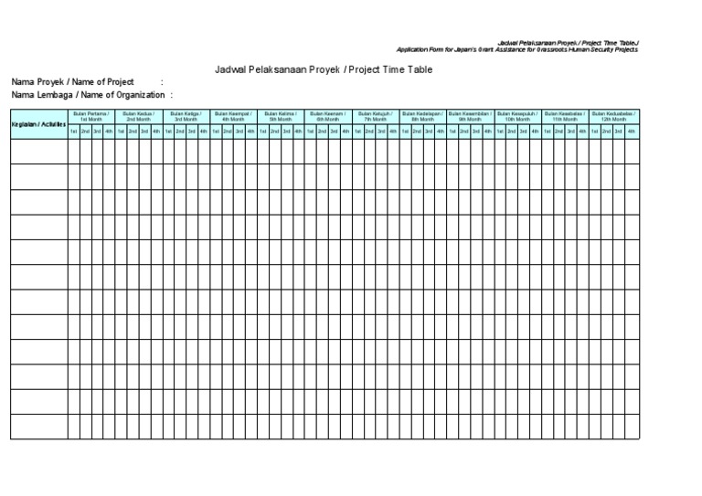 Jadwal Pelaksanaan Proyek / Project Time Table | PDF