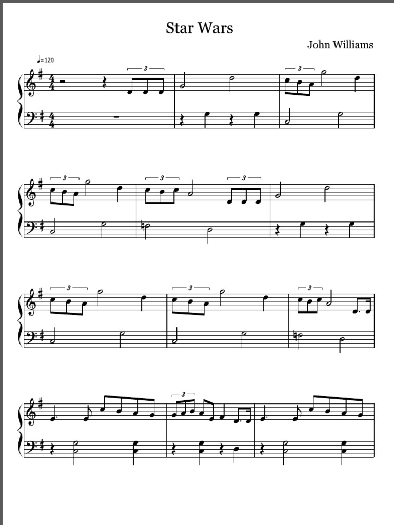 Star Wars Main Theme - Easy Piano - by Jason PDF | PDF