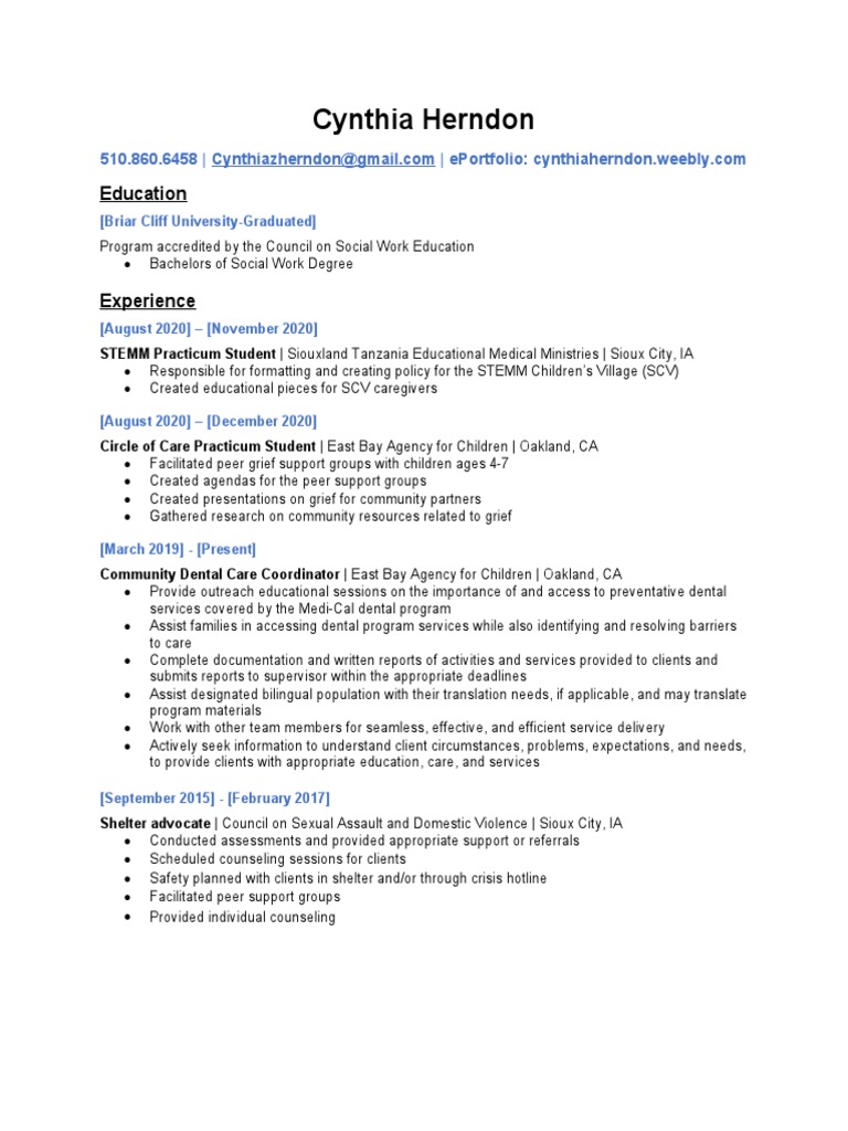 Cynthia H Resume | PDF