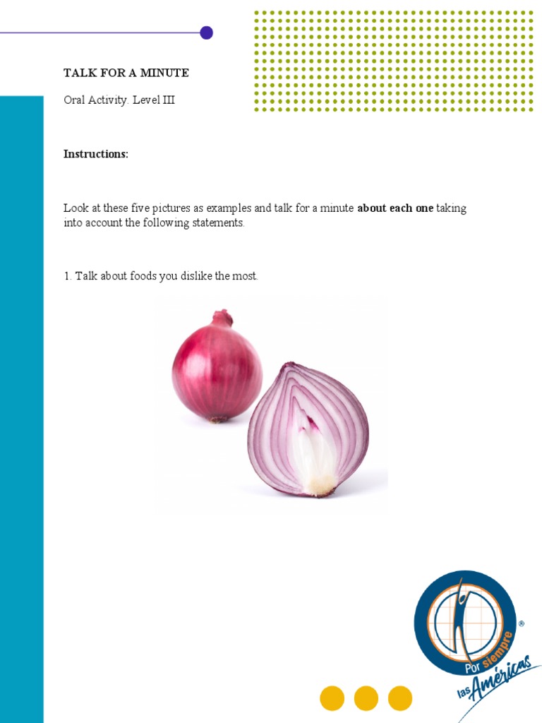 One-Minute Food Discussion Prompts | PDF | Self-Improvement | Wellness