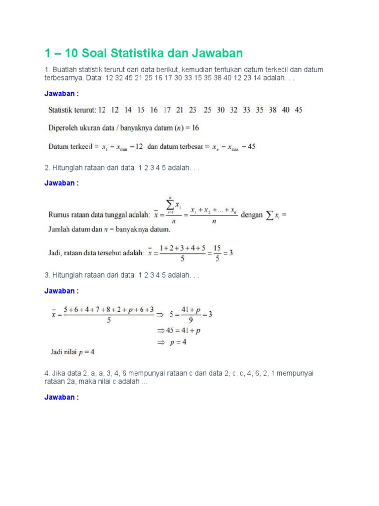 Kumpulan Soal Statistik | PDF | Metode & Bahan Ajar
