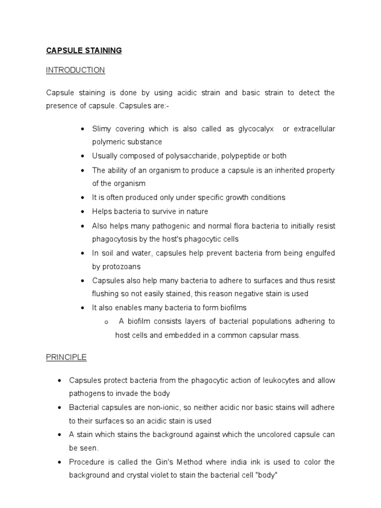 Capsule and Endospore Staining Guide | PDF | Staining | Microscopy
