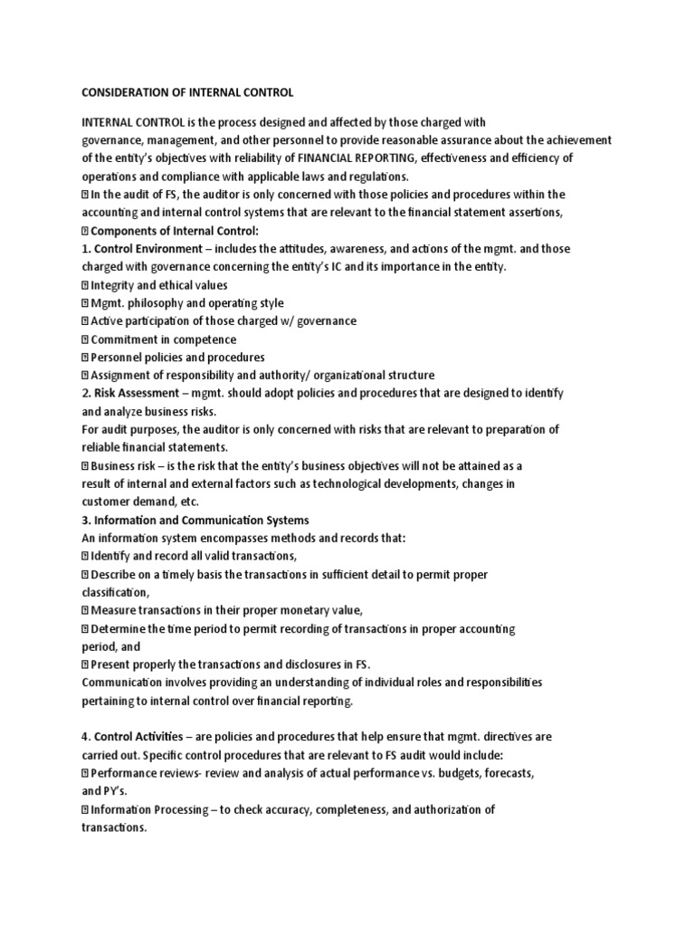 Consideration of Internal Control | PDF | Internal Control | Audit