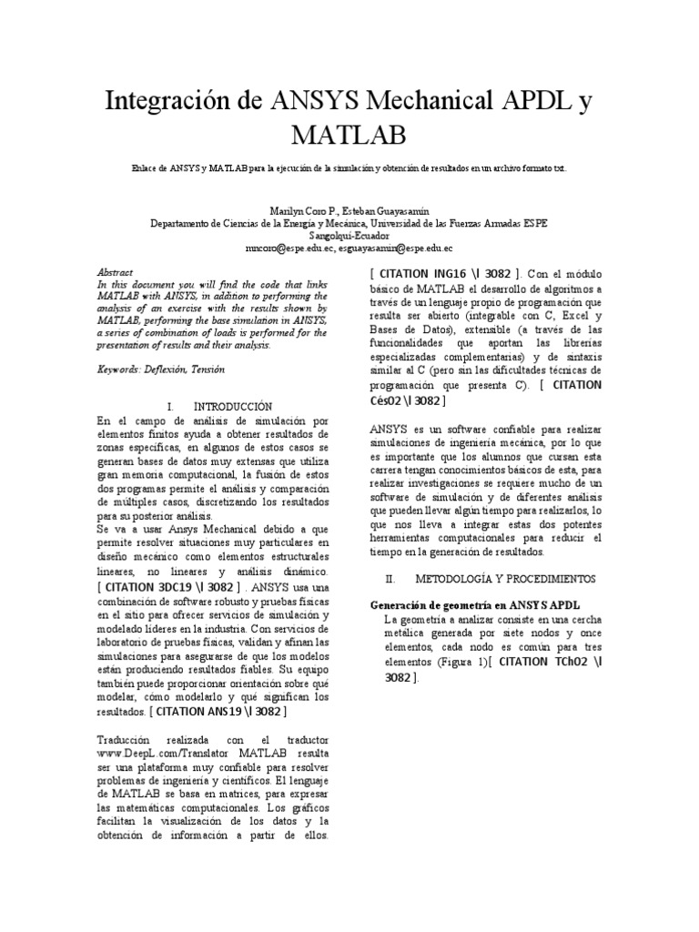 Proyecto Ansys Matlab | PDF | Matlab | Software
