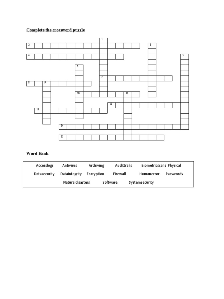 Crossword Puzzle Data Security Nov16th To Nov | PDF