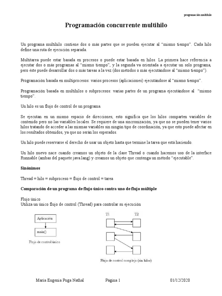 Programación Concurrente Multihilo Sinónimos Pdf Hilo Computación Java Lenguaje De