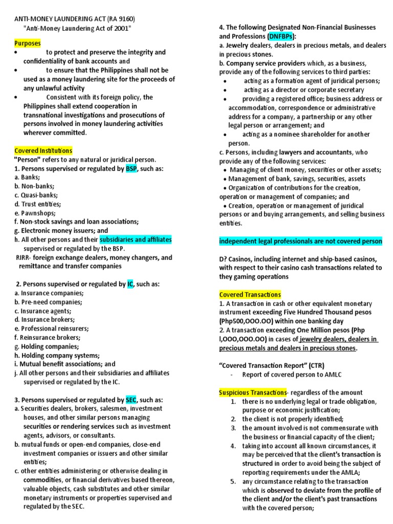 AMLA Reviewer | PDF | Money Laundering | Securities (Finance)