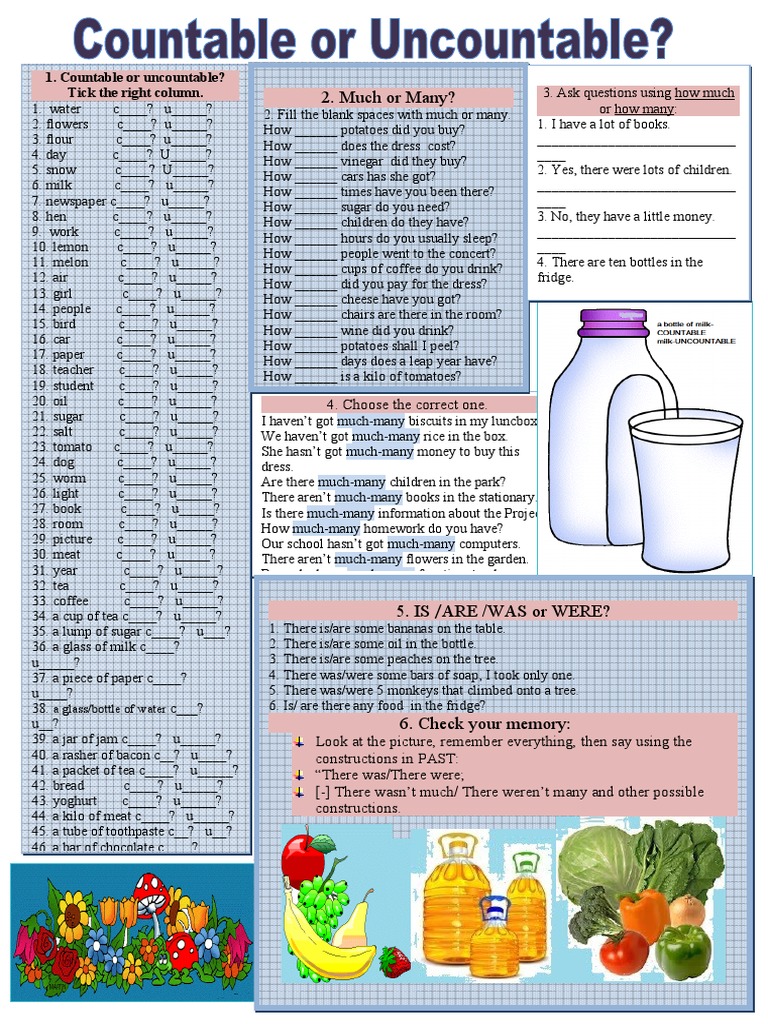 Much or Many?: 1. Countable or Uncountable? Tick The Right Column | PDF ...