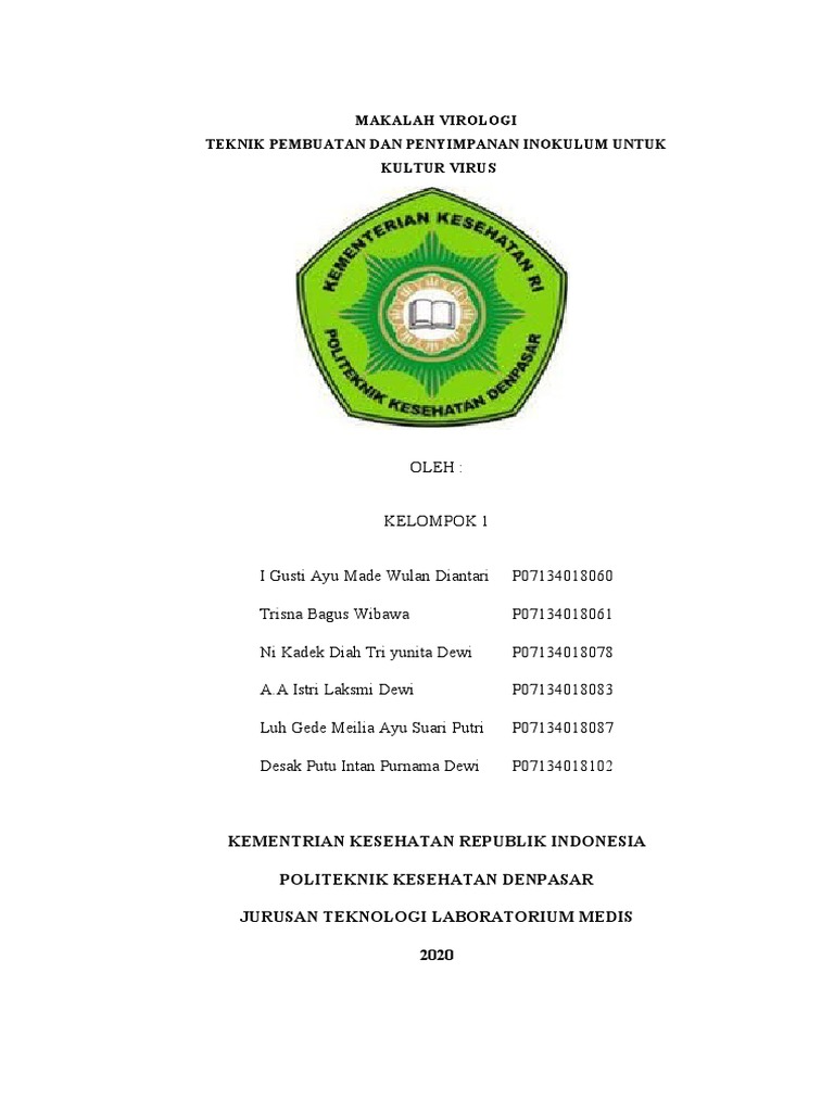 Teknik Pembuatan Dan Penyiapan Inokulum Untuk Kultur Virus | PDF
