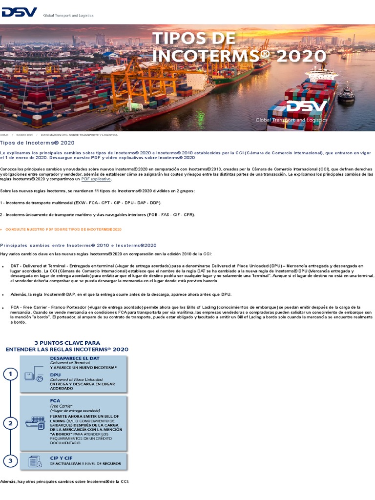 LO Tipos de Incoterms 2020 DSV | PDF | El comercio internacional ...