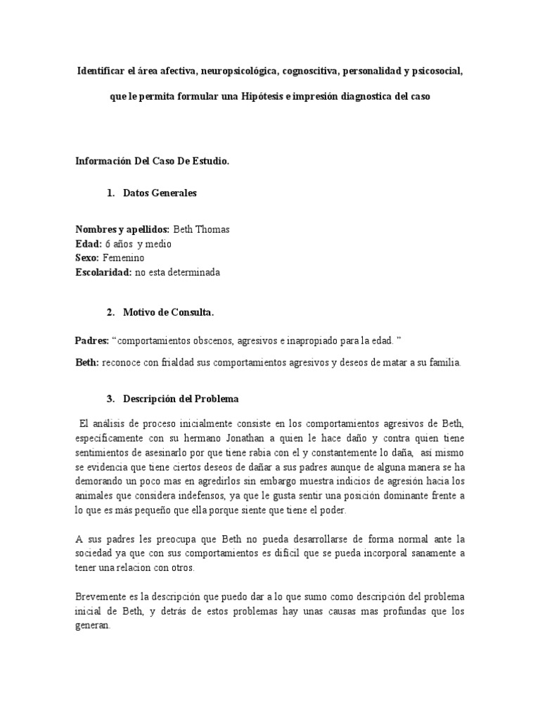 Identificar El Área Afectiva, Neuropsicológica, Cognoscitiva ...