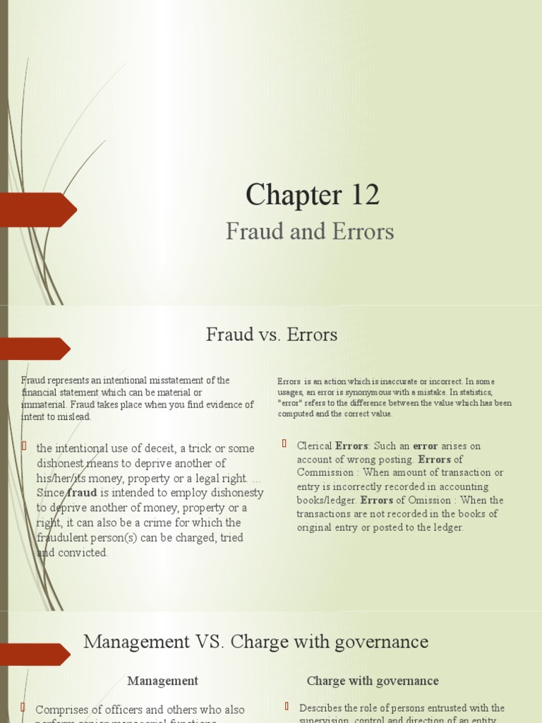 Chapter 12 Fraud and Errors | PDF | Error | Fraud
