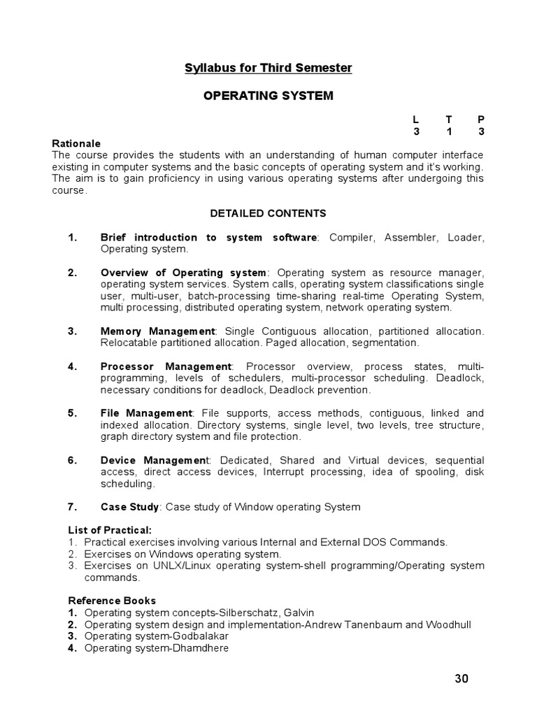 Syllabus For Third Semester Operating System | PDF | Relational Database | Databases