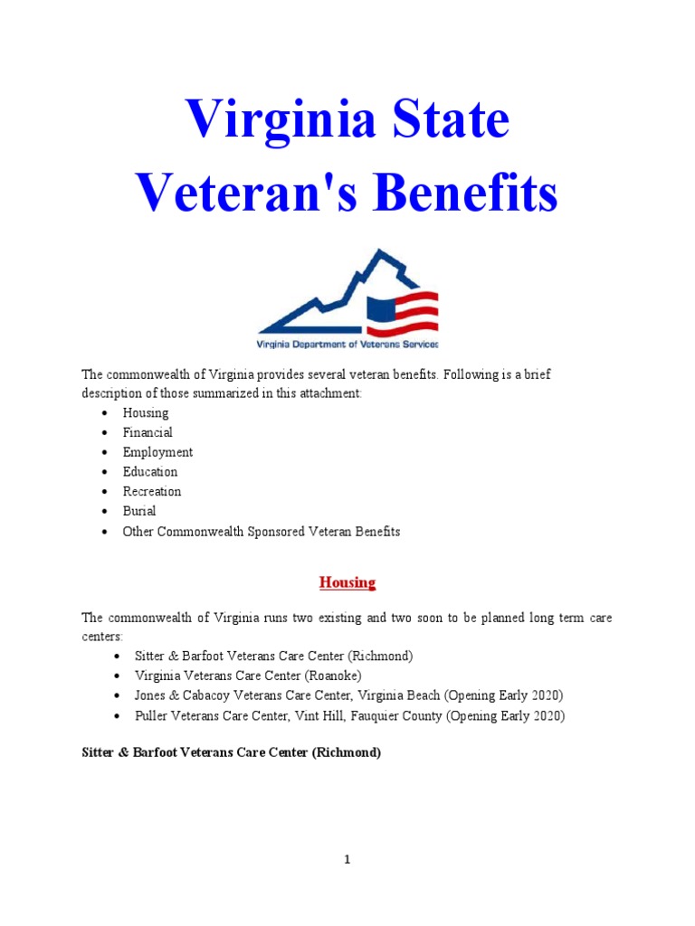 Vet State Benefits - VA 2020 | PDF | Veteran | Nursing Home Care