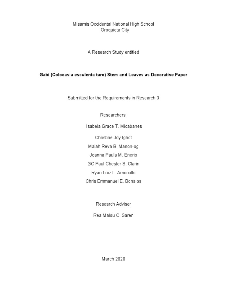 Gabi Stem and Leaves for Decorative Paper | PDF | Paper | Dietary Fiber