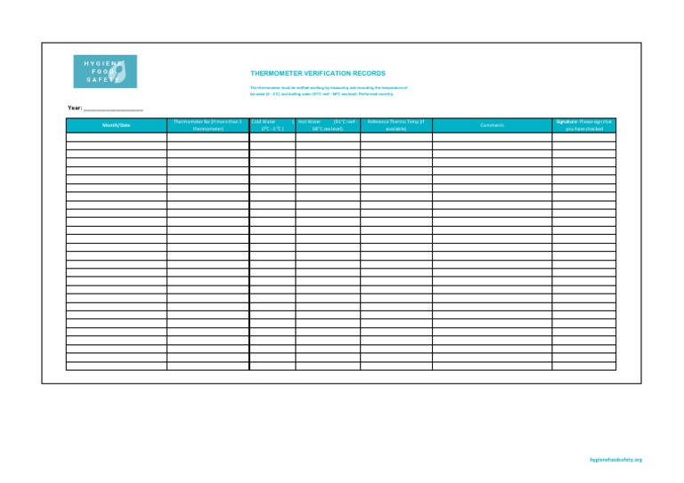 07 HFSC Thermometer Verification Records 2019 PDF | PDF
