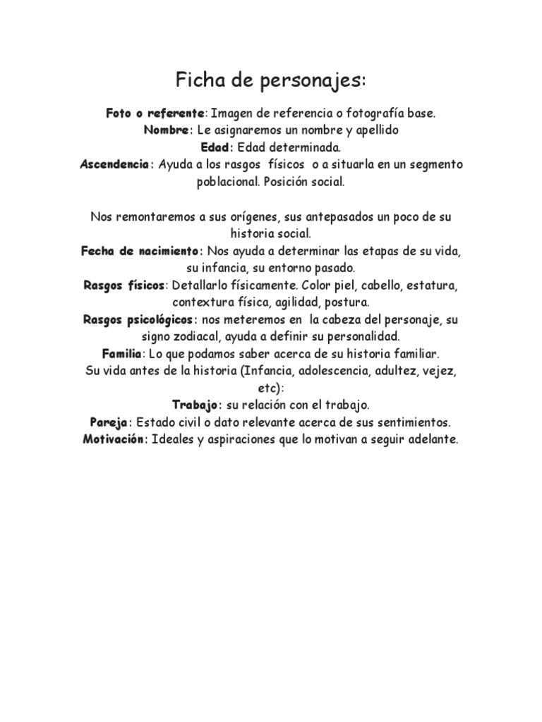 Ficha de Personajes PDF | PDF