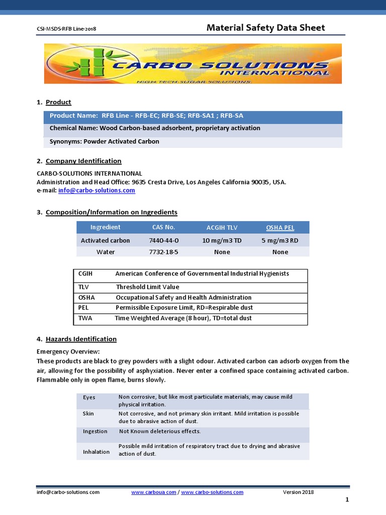 Material Safety Data Sheet: Product Name: RFB Line - RFB-EC RFB-SE RFB ...