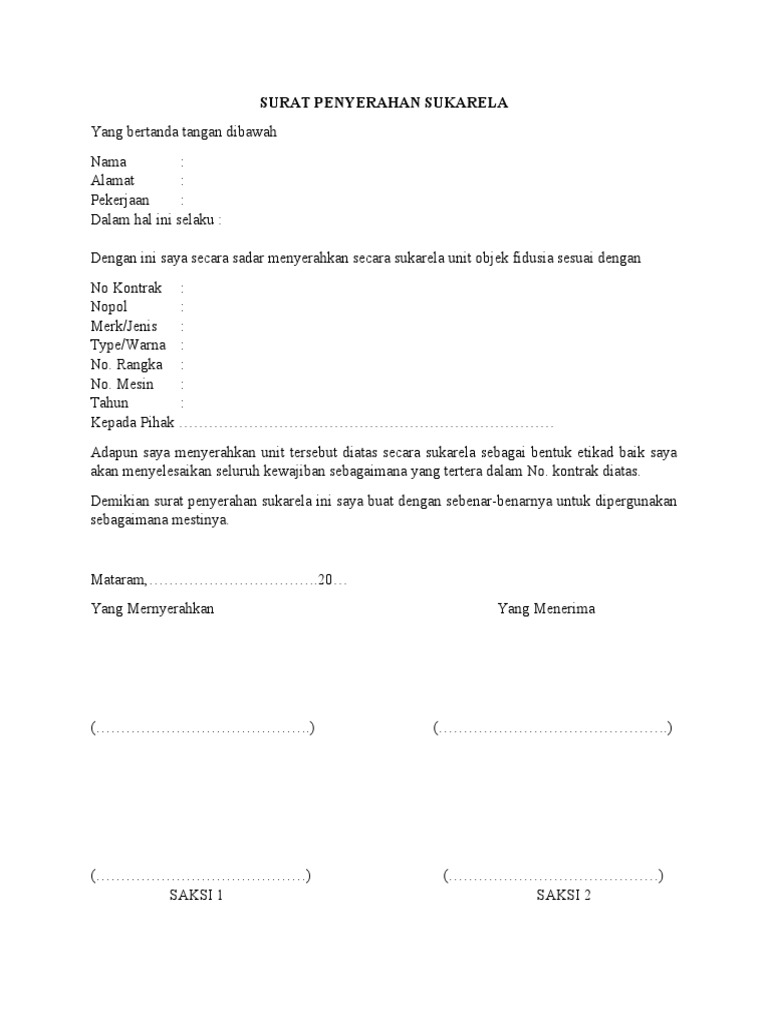 Surat Penyerahan Sukarela | PDF | Game & Aktivitas