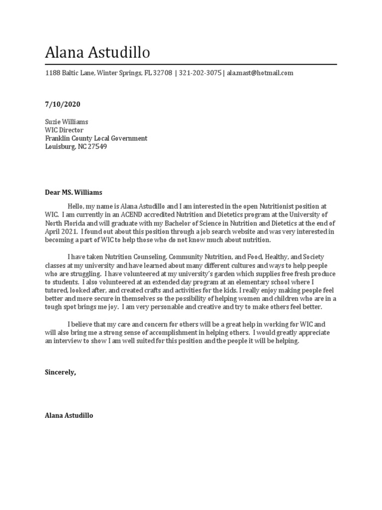 Capstone Cover Letter | PDF