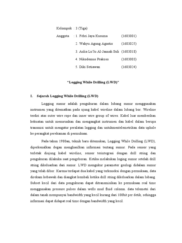 Logging While Drilling (LWD) | PDF