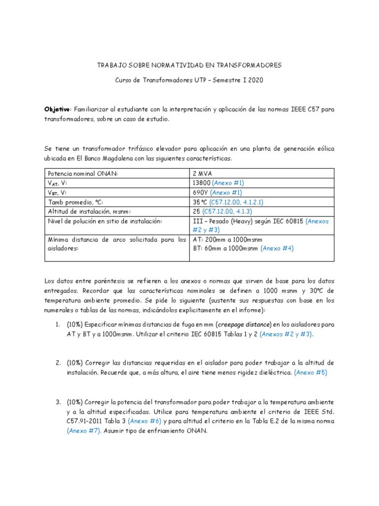 EJERCICIO APLICACION NORMAS IEEE C57 - Rev. 1 Alt 2 | PDF ...