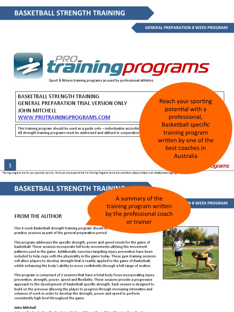 Basketball Strength Training General Preparation Example | PDF ...
