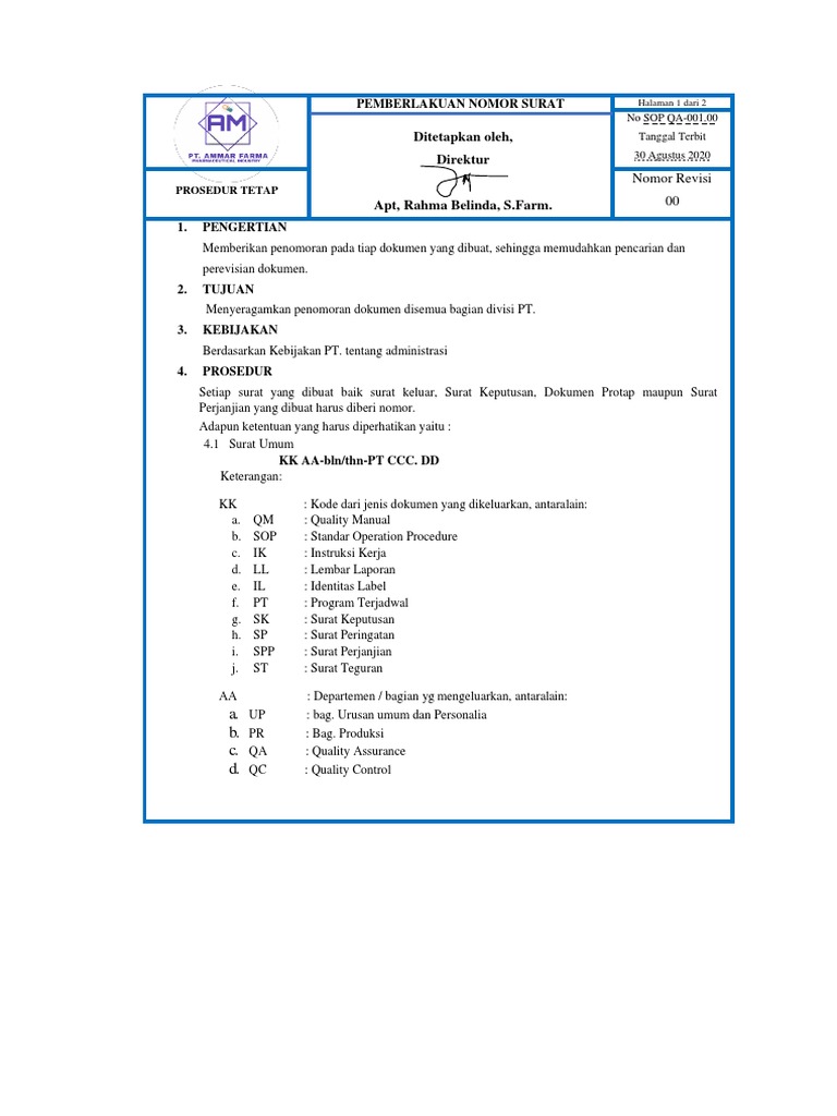 A - Kel 2 - Protap Penomoran Dokumen | PDF