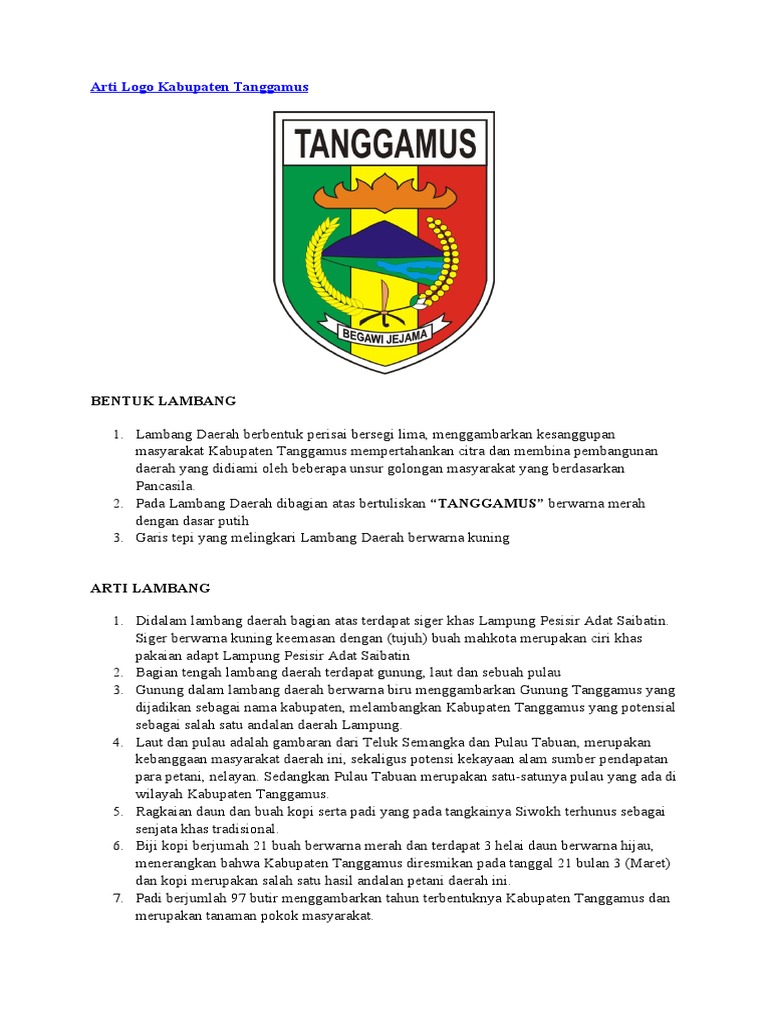 Arti Logo Kabupaten Tanggamus | PDF | Teknologi & Rekayasa