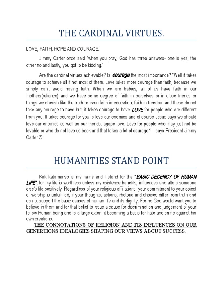 The Cardinal Virtues | PDF | Self-Improvement | Lifestyle