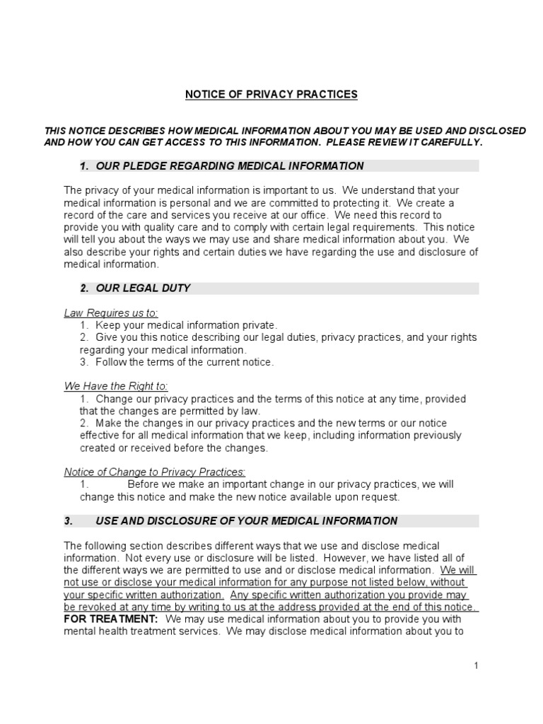 Notice of Privacy Practices | PDF | Child Neglect | Privacy