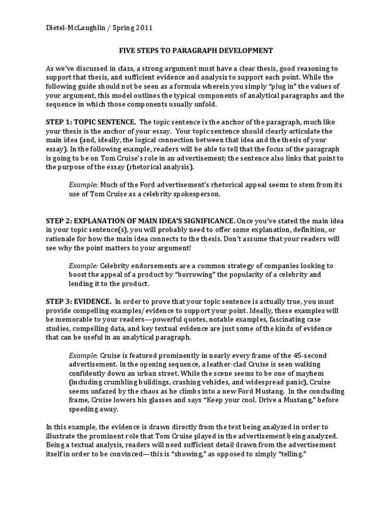 Guide To Paragraph Development | PDF | Essays | Thesis