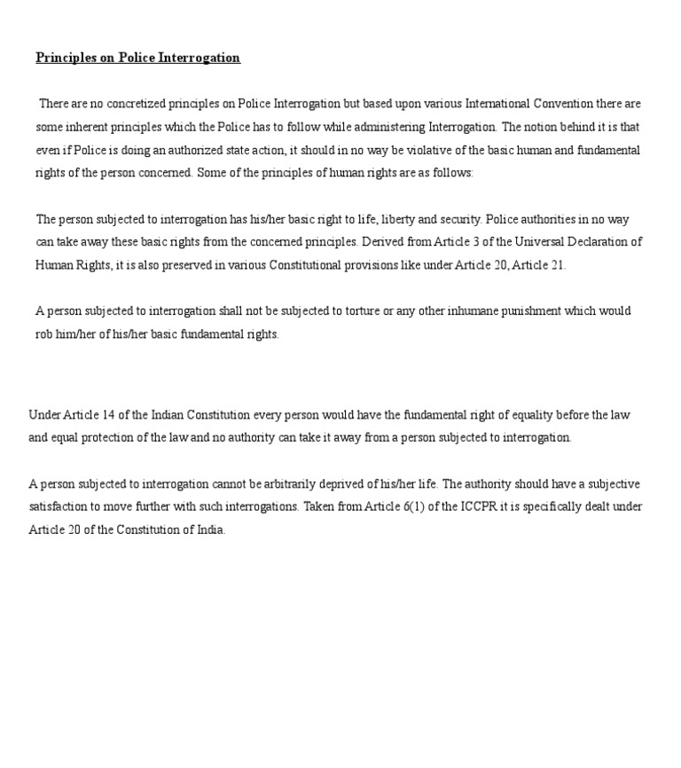 Principles On Police Interrogation | PDF