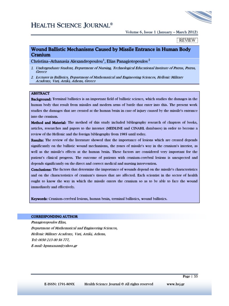 HTTPS:WWW - Hsj.gr:medicine:wound Ballistic Mechanisms Caused by ...