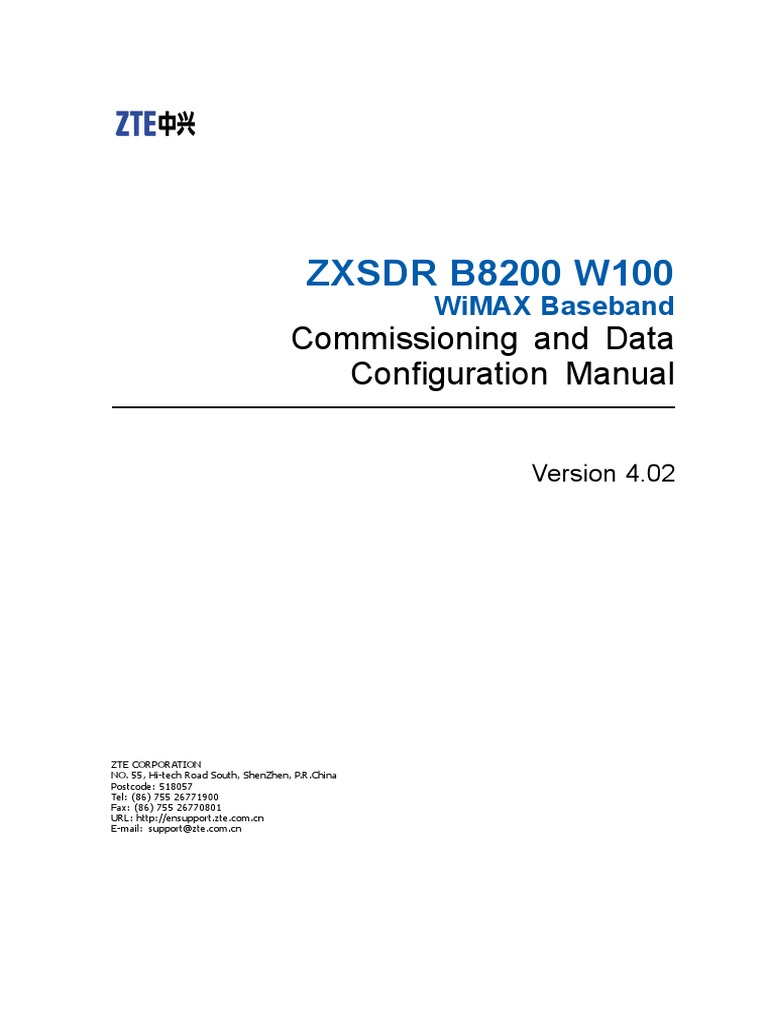 ZXSDR b8200 W100v402wimax Baseband Commissioning and PDF | PDF | Computer Network | Electronics