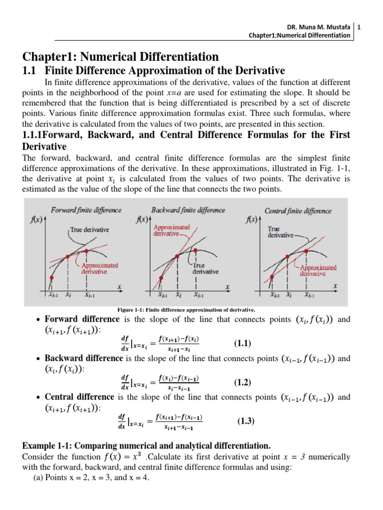 Chapter1: Numerical Differentiation: 1.1 Finite Difference Approximation of The Derivative ...