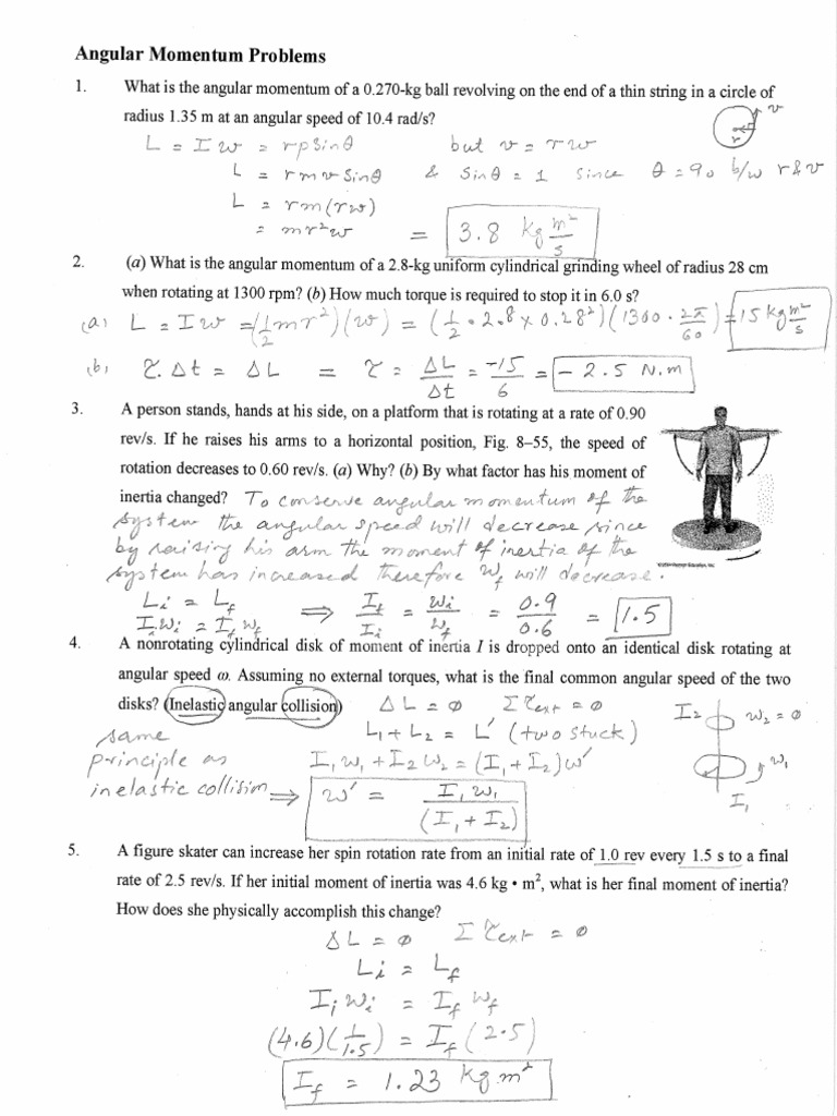 Angular Momentum Problems Solutions | PDF