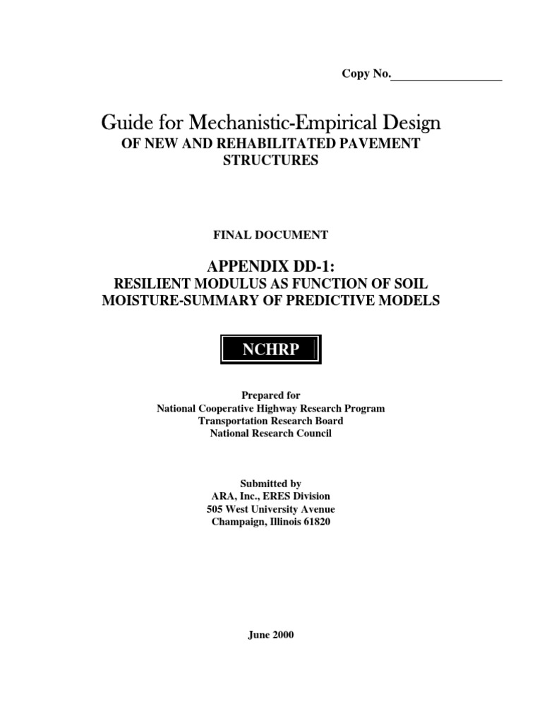 Guide For Mechanistic-Empirical Design: of New and Rehabilitated Pavement Structures | PDF ...