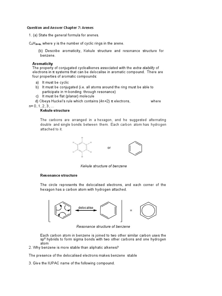 Question and Answer Chapter 7 | PDF | Aromaticity | Aromatic Hydrocarbon