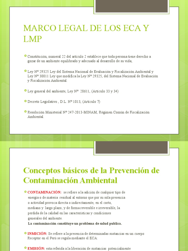 Normativa Ambiental: ECA y LMP | PDF | Contaminación | Entorno natural