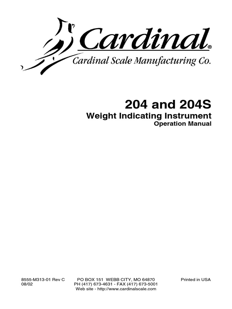 Cardinal 204 Operation Manual | PDF | Electrical Connector | Electrical ...