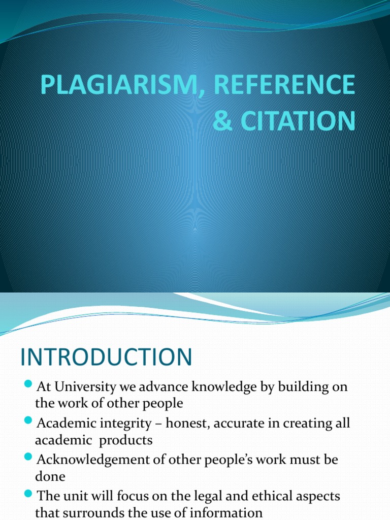 Plagiarism, Reference & Citation | PDF | Plagiarism | Citation