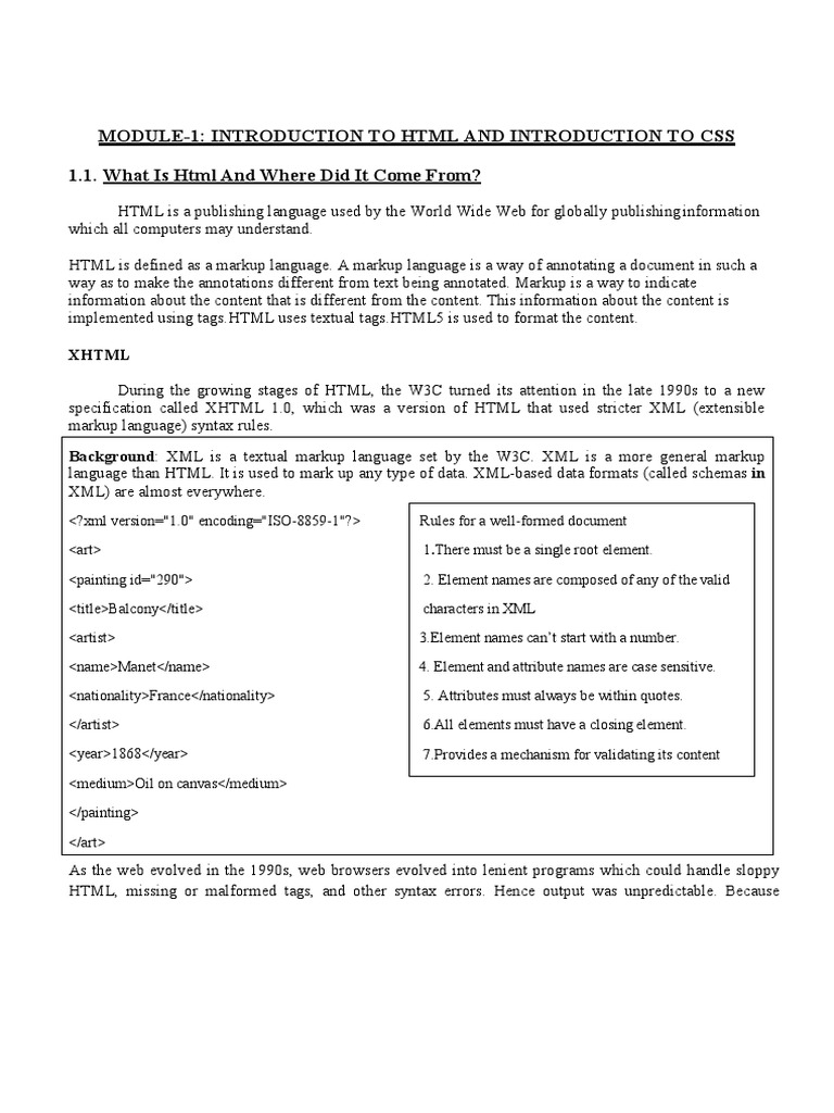 Module 1 Introduction To Html And Introduction To Css 11 What Is Html And Where Did It Come