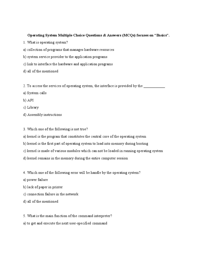 MCQS Os | PDF | Scheduling (Computing) | Process (Computing)